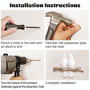 QUMENEY Creative Coat Hooks Wall Mounted Hook Rack, Birds Hooks Coat Hanger Rack, Vintage Wall Hanging Hooks Entryway Hanger for Keys, Towels, Coats, Hats (White 2 Bird)