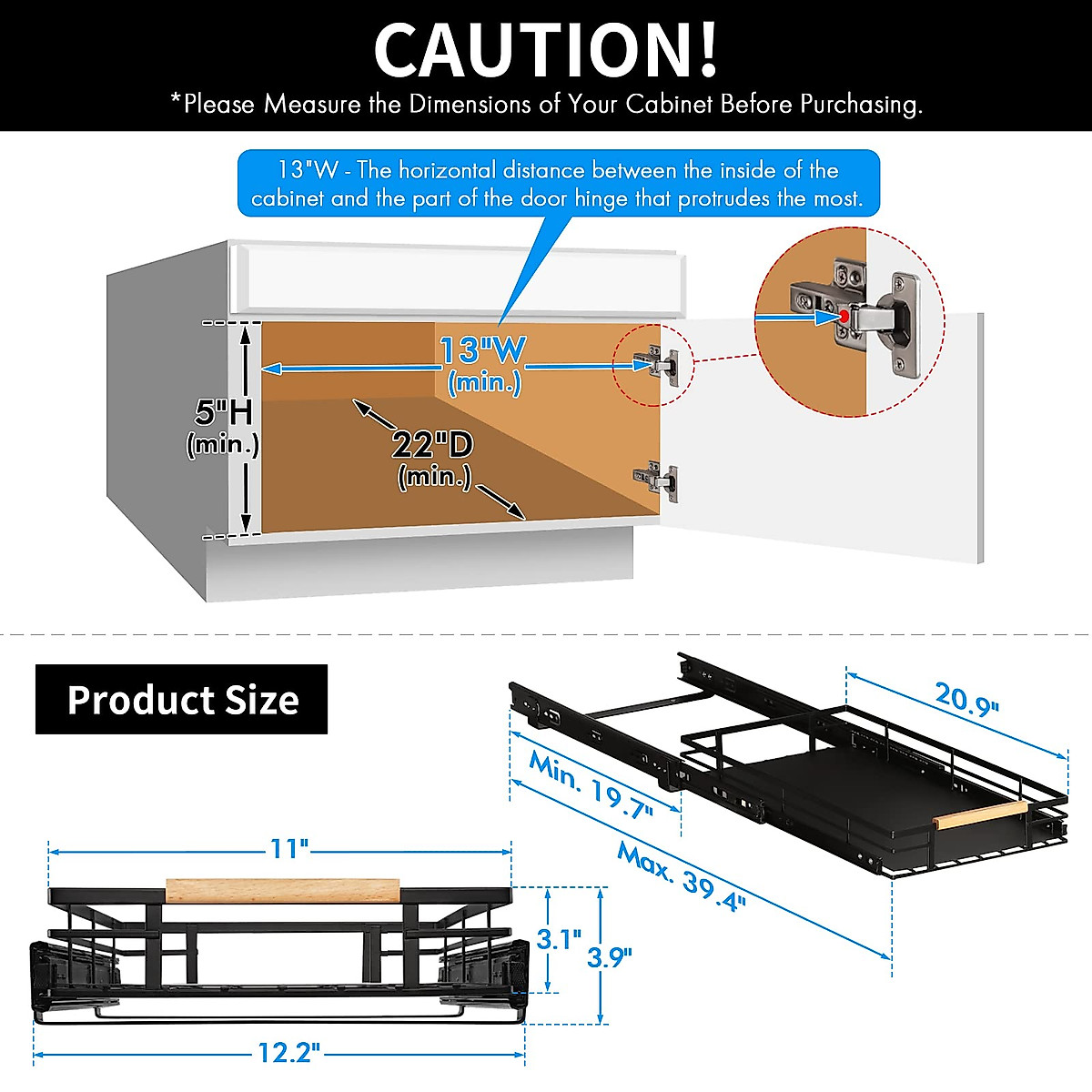 KES Food Container Lid Organizer and Food Container Organizer, 2 Tier Pull Out Cabinet Organizer, Silding Plastic Container Organizer Lid Storage Chrome, KPO506W36D53-CH