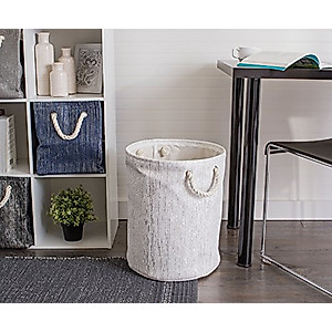 DII Woven Paper Storage Bin, Metallic Lurex, White, Medium Round