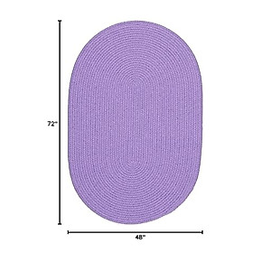Super Area Rugs Lullaby Oval Braided Rug Durable Playroom Carpet, Solid Violet, 4' X 6' Oval