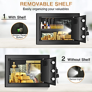 4.0 Cuft Large Home Safe Fireproof Waterproof, Anti-theft Fireproof Safe with Fireproof Bag, Programmable Keypad and Spare Keys, Digital Security Home Safe for Documents Firearm Money Valuables