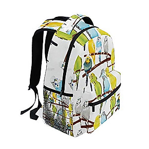 Backpack for Adult Kids Stylish Budgie Bird Backpack Lightweight School College Travel Bags Halloween Christmas Gifts