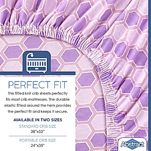 Fitted Crib Sheets for Portable Crib – Super Soft, 100% Jersey Cotton – 24” x 38” – for Boys and Girls, Fits Mini Mattresses - Covered Elastic Hem – Lavender Honeycomb– by Abstract