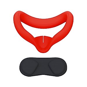 CNBEYOUNG VR Face Cover and Lens Cover Compatible with Quest 2, Sweatproof Silicone Face Pad Mask & Face Cushion for Quest 2 VR Headset, Washable Lightproof Anti-Leakage (Black)