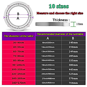 Ø 8in 10in 12in 14in 16in 20in 24ni 27in 32in Lazy Susan Silent Rotating Bearing Turntable With Threaded Rubber Pad 360 Degree Swivel Turntable Heavy Duty Aluminium Alloy Swivel Base