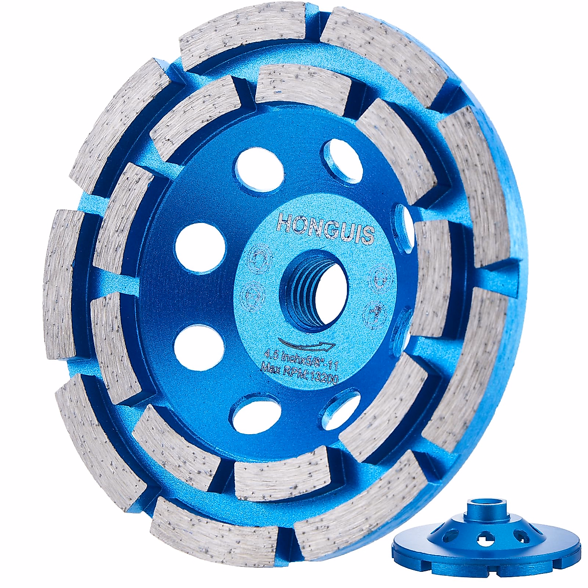 HONGUIS 4 1/2 inch Concrete Grinding Wheel,5/8"-11 Arbor Diamond Cup Grinding Wheel Double Row for Granite Marble Concrete Masonry Stone