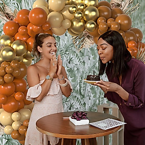 Orange Balloon Arch Brown Orange Black Double Stuffed Metallic Gold Blush Balloons Garland Kit for Fall Baby Shower Thanksgiving Party Decorations