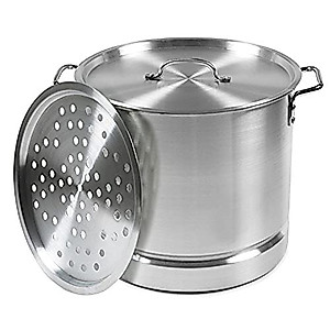 IMUSA USA Aluminum Tamale and Steamer Steamer Pot 20-Quart, Silver