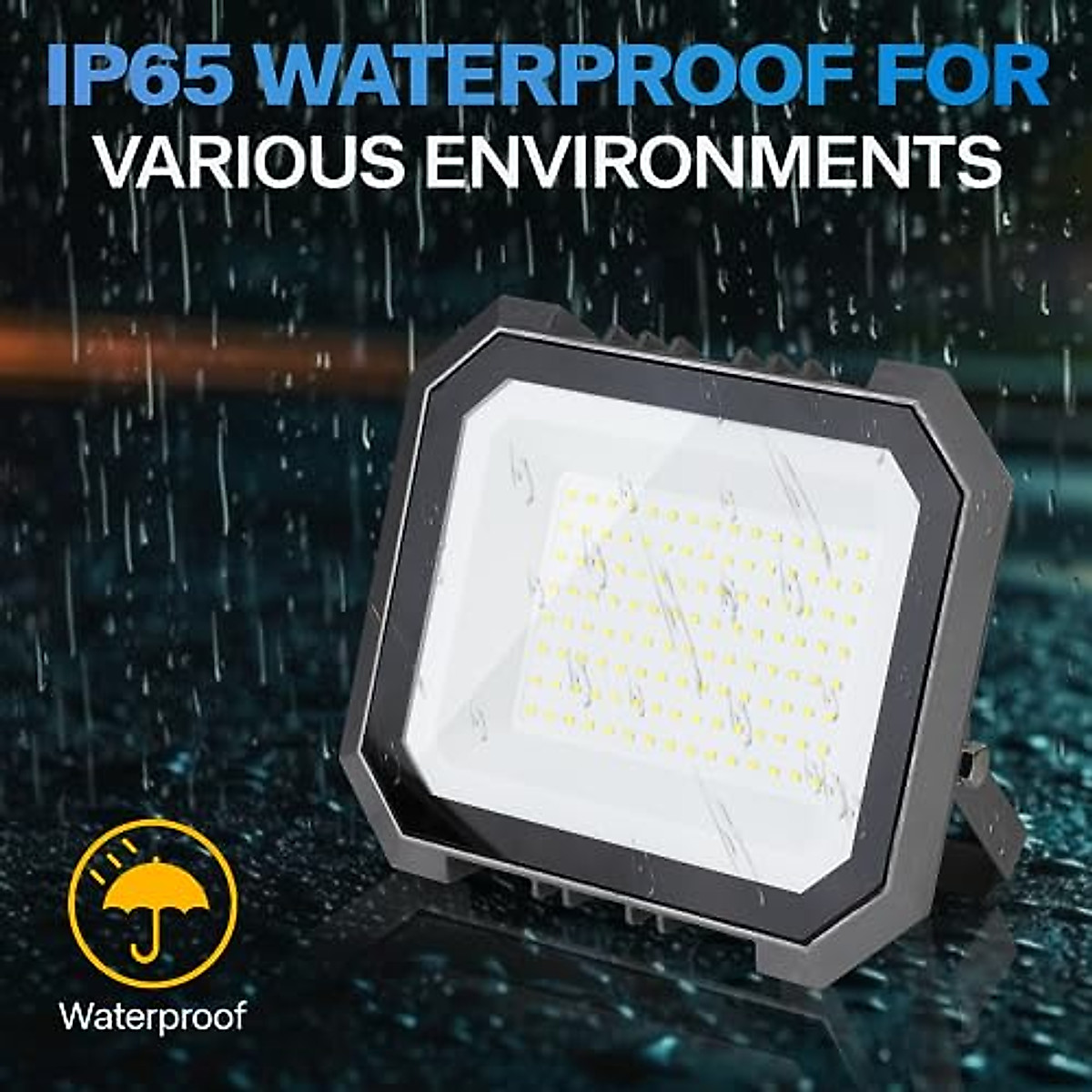 Leddictive 2 Pack LED Flood Lights Outdoor, 100W 10000LM Super Bright Floodlight Outside Work Light with 5.9FT Plug, IP65 Waterproof 6000K Outdoor LED Flood Light for Garage, Yard, Lawn, Garden