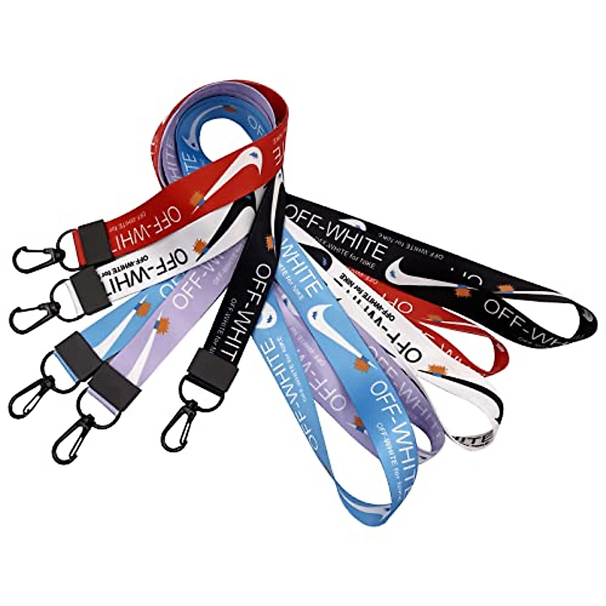 XIBINO 5pcs Off White Lanyard for Keys kdracoip Strap for Keychains ID Holder Key Phones with Quick Release Buckle Neck Lanyard (5 Colors)