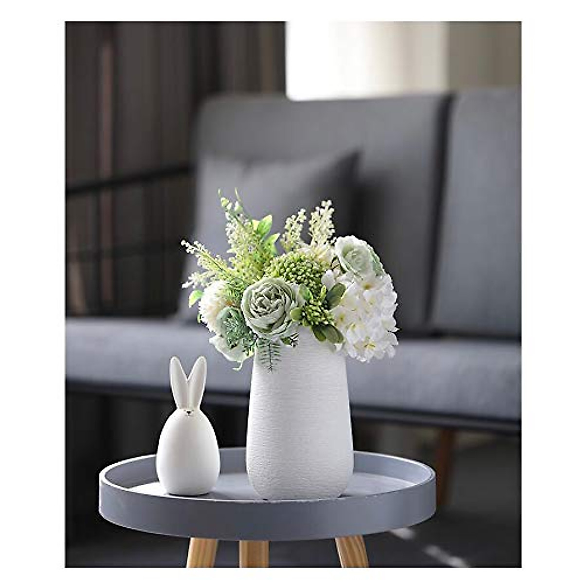 10 inch White Ceramic Vase for Flowers, Textured Modern Vase, Large Floral Vase, Minimalist Vase, Porcelain Flower Vase Home Décor, Elegant Bouquet Holder,Geometric Pattern Vases