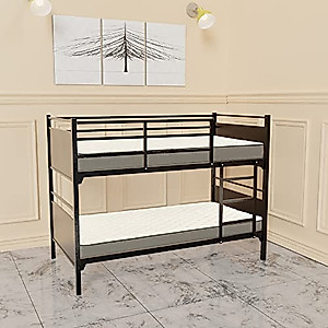 Treaton, 5" Medium High Density Foam Mattress with Heavy Duty Metal Bunk Bed, 30-Inch, Black