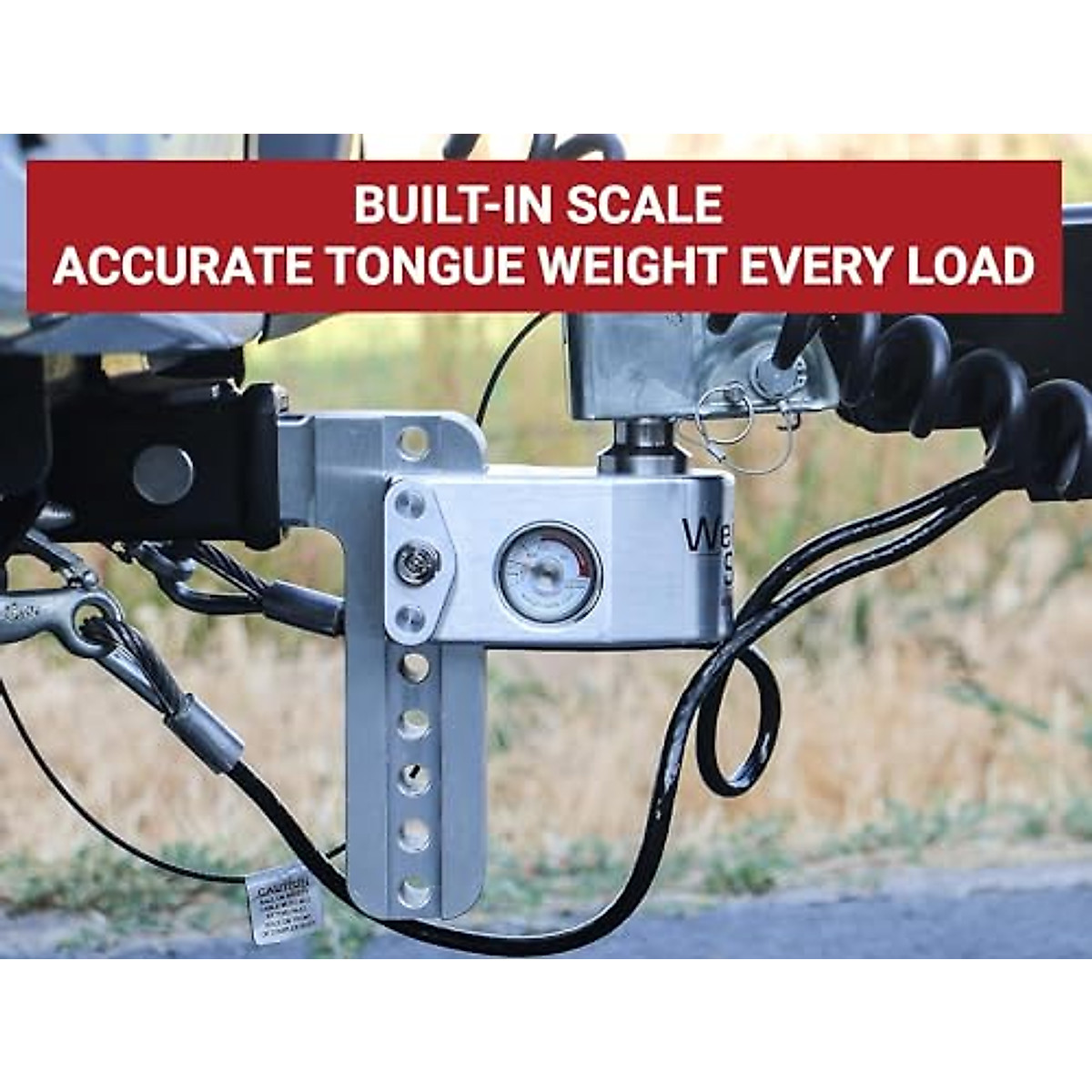 Adjustable Trailer Hitch, Adjustable Ball Mount, Truck Ball Hitch, Aluminum Trailer Tow Hitch w/Built in Scale for Anti Sway, 12,500 lbs GTW - Weigh Safe