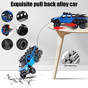 chengchuang Toy Car for Boys, 1/32 Scale Die Cast Metal Cars Toys, Pull Back Toy Car with Sounds and Lights for Kids Gifts (Blue)