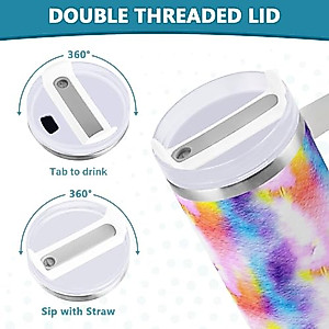 RPLIFE Dreamy Tie Dye Pastel Travel Coffee Tumbler, Stainless Steel Mug, Insulated Cup with Straw, Coffee Tumbler for Women