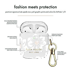 Kate Spade New York Hollyhock Case for AirPods 2 & 1 - Protective Wireless Charging Cover with Keychain (Front LED Visible)