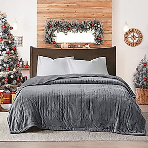 Sunvivi Heated Electric Blanket Queen Size with Dual Control, 5 Years Warranty, 10 Heat Settings, 12 Hours Auto Off, Machine Washable, ETL Certified, Overheating Protection, Grey