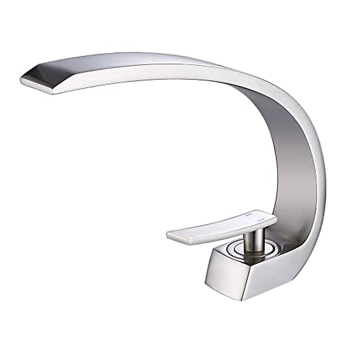Wovier Brushed Nickel Bathroom Sink Faucet,Unique Design Single Handle Single Hole Brass Lavatory Vanity Faucet,Basin Mixer Tap with Supply Hose