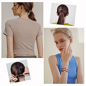 74Pcs Boho Hair Ties Bracelets for Women, Cute Hair Tie Elastices Bracelet for Thick Hair/Pony Tails, Soft Hair ties for Thick & Thin Hair, No Damage Hair, Dual-Use Hair ties Accessories