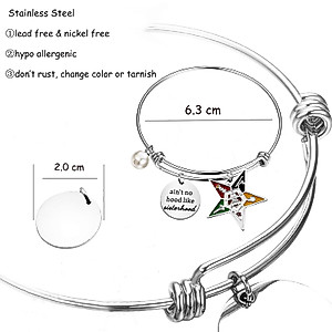 Gzrlyf OES Bracelet for Women Ain’t no Hood Like Sisterhood Jewelry Order Of The Eastern Star Gifts OES Sorority Sisterhood Gifts(OES bracelet)