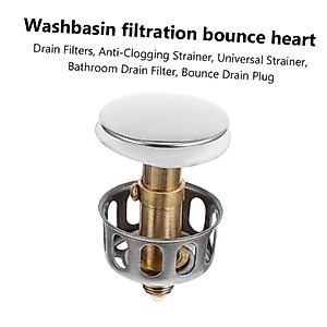 Housoutil 2pcs Drain Filter Bathtub Drain Stopper Sink Strainer Bathtub Drain Plug Clogged Bathroom Sink Stopper No Overflow Sink Stopper Drain Hair Catcher Basin Stainless Steel Combination