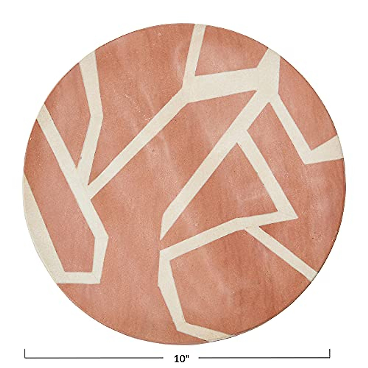 Main + Mesa 10" Round Sandstone Trivet, Terracotta/Off-White