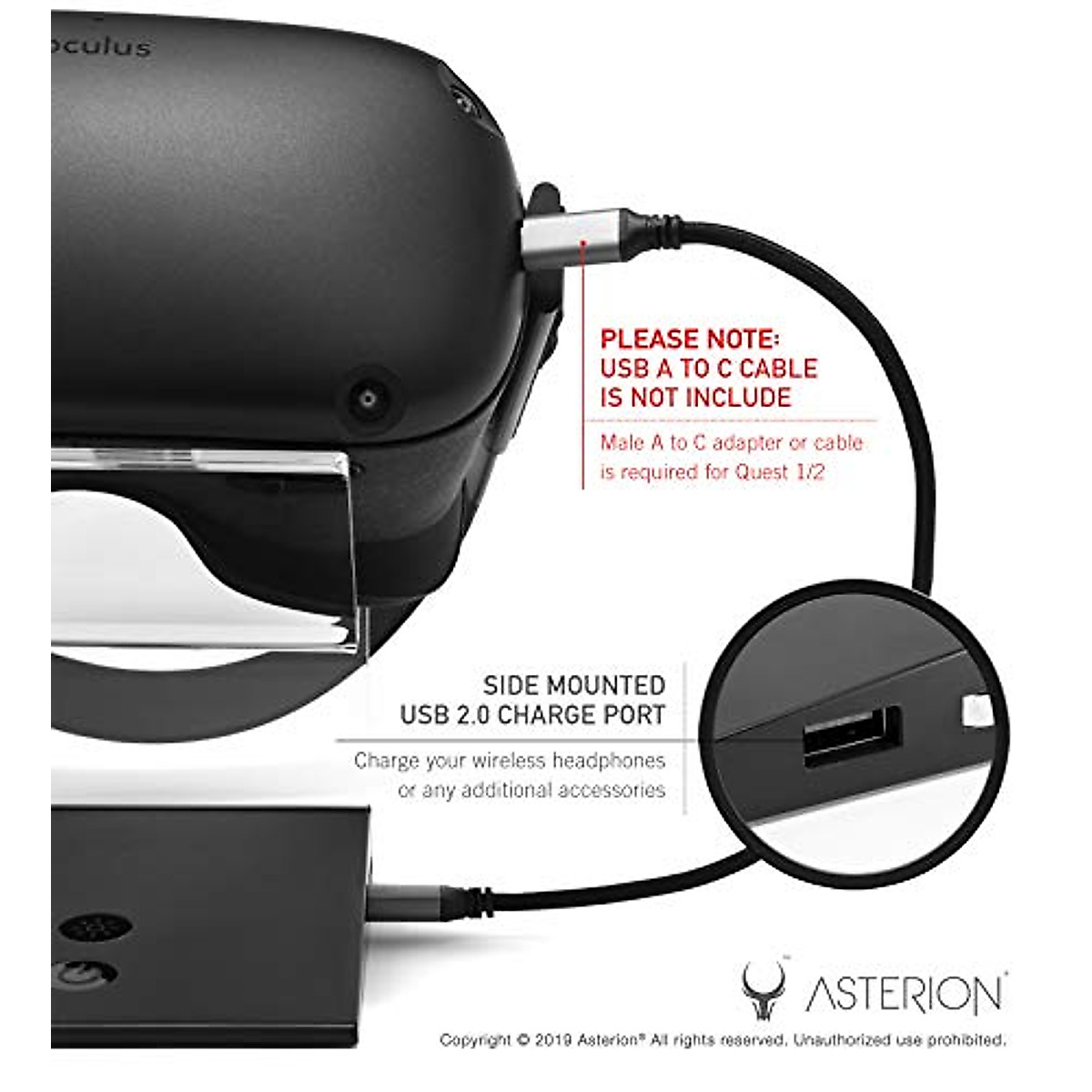 The Original Universal Illuminated RGB VR Charging Stand for Meta Quest 3/2 / 1 / Pro, Oculus, Vision Pro, HTC, Rift-s, PSVR, Index All VR Headsets | Black Aura v1.0