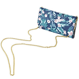 Women Minimalism Wallet 5.5 Inch Phone Clutch Holder Card Organizer Travel Bohemian Ladies Purse with Wrist Strap and Chain (Dark Green)