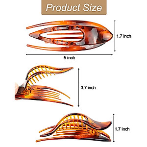 6 Pcs Thick Hair Clips Set for Women & Girls: 5" Large Side Slides, Strong Hold No Slip Grip, Flat Curved Claw Clamps, Duckbill Clamps for Long Hair