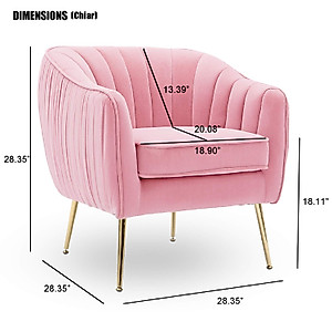 Altrobene Velvet Accent Chair, Modern Barrel Chair with Ottoman, Arm Pub Chair for Living Room/Bedroom/Nail Salon, Blush Pink, Golden Finished, Suitable for Small Spaces
