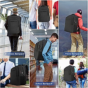 Extra Large Laptop Backpack, Anti Theft Travel Laptop Backpack, Durable 17.3 Inch Water Resistant TSA Business Computer Backpack with USB Charging Port, AREYTECO College School Students Backbag, Black