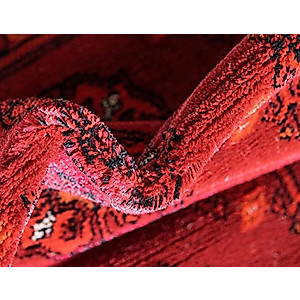 Rugs.com Bokhara Collection Rug – 6' x 9' Red Low Rug Perfect for Bedrooms, Dining Rooms, Living Rooms