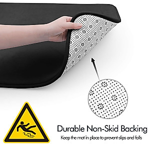 FEELSO Memory Foam Bath Mat Set, 3 Piece Bathroom Rugs Non Slip and Absorbent Mats, 20x31 Inches Floor Mat, 20x22 Inches U-Shaped Contour Rug and Toilet Lid Cover for Tub Shower & Bath Room, Black