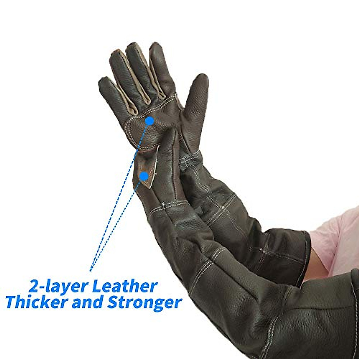 YBB Waterproof Animal Handling Gloves, Anti-Scratch/Bite Protective Long Gloves for Pet Cat Bathing Dog Bird(S)