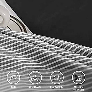ETDIFFE Grey White Striped Comforter Set Full Size, 3pc Modern Gray Vertical Stripes Pattern Bed Set - Soft & Lightweight Pinstripe Microfiber Down Alternative Comforter (80x90) for Women Men