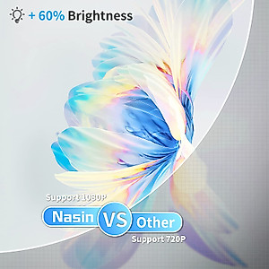 Mini Projector, Nasin Video Projector 1080P Supported Portable Outdoor Movie Projector Home Theater Projector Compatible with TV Stick/iOS/Android Phone/Laptop, HDMI/USB