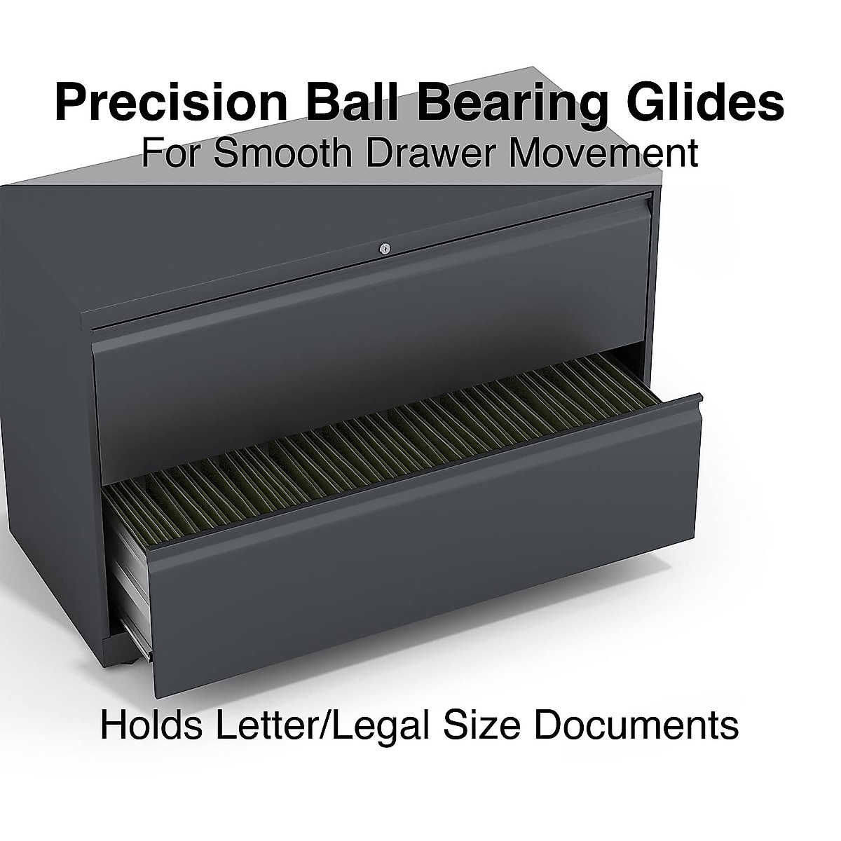 Lorell 2-Drawer Lateral File, 42 by 18-5/8 by 28-1/8-Inch, Charcoal