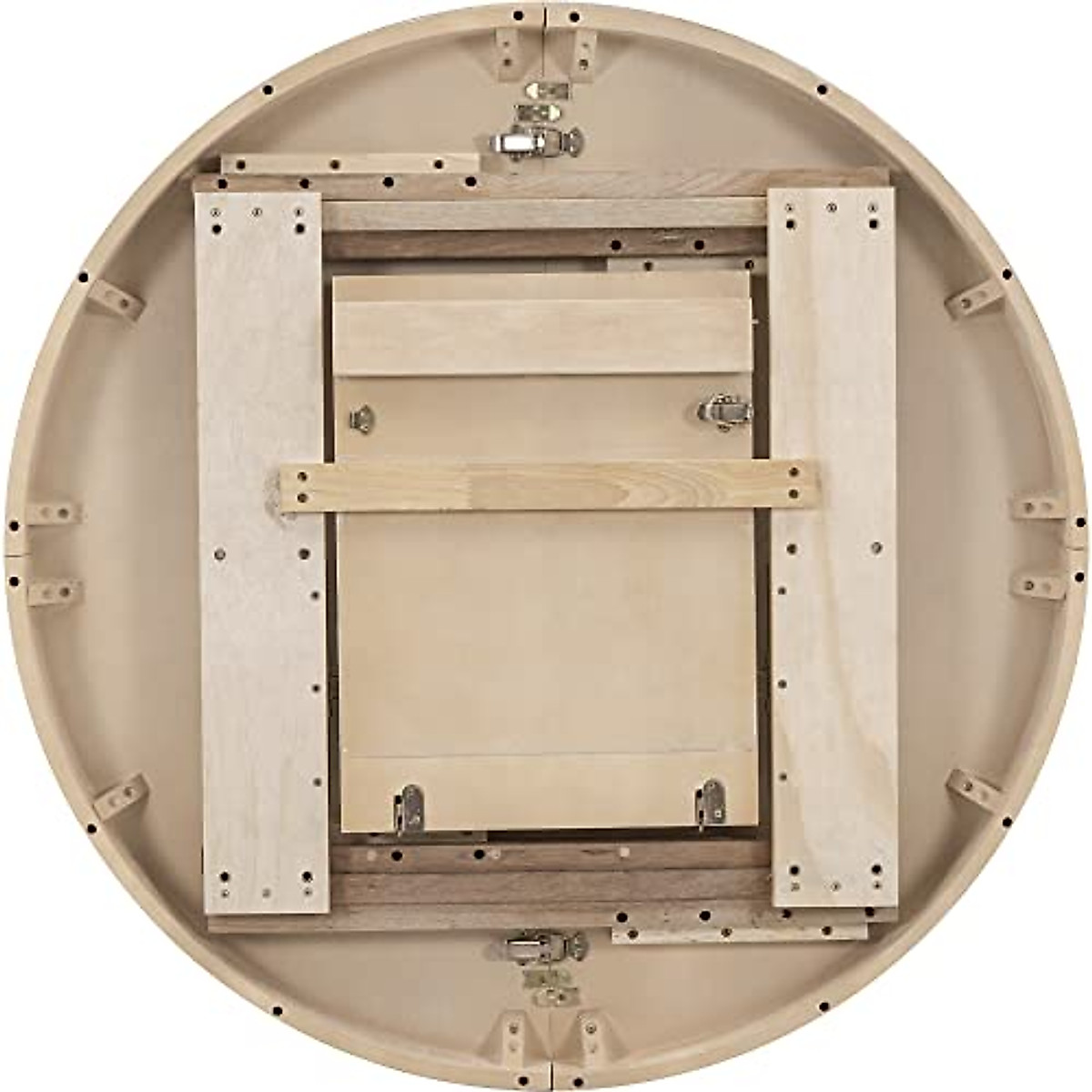 5-Piece Extendable Dining Table Set with Upholstered Chairs and Armrests, Two-Size Round to Oval Butterfly Leaf Wood Table, Natural Wood