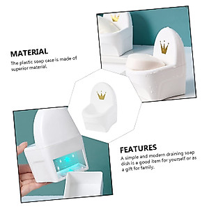 Cabilock 1pc Box Toilet Soap Box Bathroom Soap Case Plastic to Go Containers Soap Case Holder Soap Drainer Stair Basket Bath Sponge Bar Soap Dish Soap Storage Pp Cartoon White Storage Rack