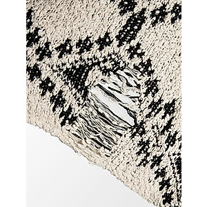 CUPSHE Women's V Neck Chenille Knit Fall Sweaters Pullover with Ribbed Trim Long Sleeves Beige