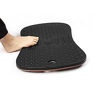 Seville Classics airLIFT Premium Anti Fatigue Wooden Balance Wobble Board Mat w/Massage Points, for Office Standing Desk, Home, Exercise, Therapy, Sports Training, Black, 20"W x 14"D