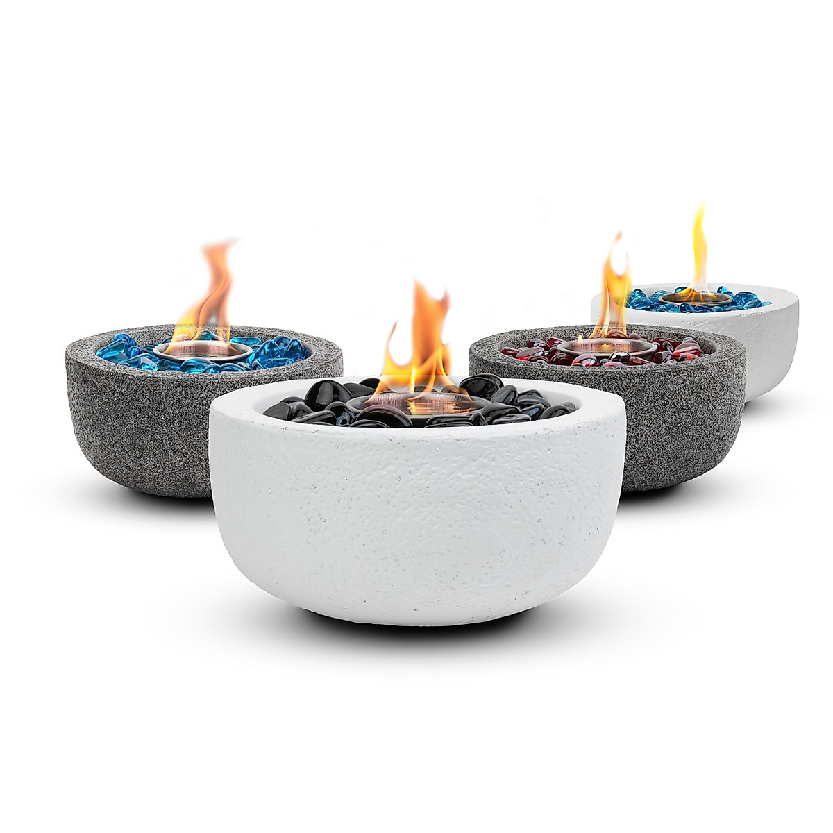 Table Top Firepit, Indoor Outdoor Fire Pit Tabletop & Mini Fireplace - Elegant Fire Bowl for Table, Fire Pit Tabletop Coziness White Pit
