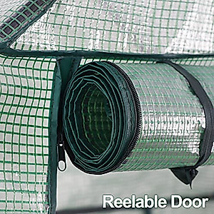 BBBuy Outdoor Portable Walk-in Greenhouse 3 Tiers 6 Shelves w/ Durable PE Cover Roll Up Zipper Door Steel Frame Screen Windows Garden Greenhouse for Growing Plants and Storage w/ Ground Pegs, Ropes