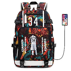 Basketball Player Star Antetokounmpo Multifunction Backpack Travel Student Backpack Fans Bookbag For Men Women (Style 3)