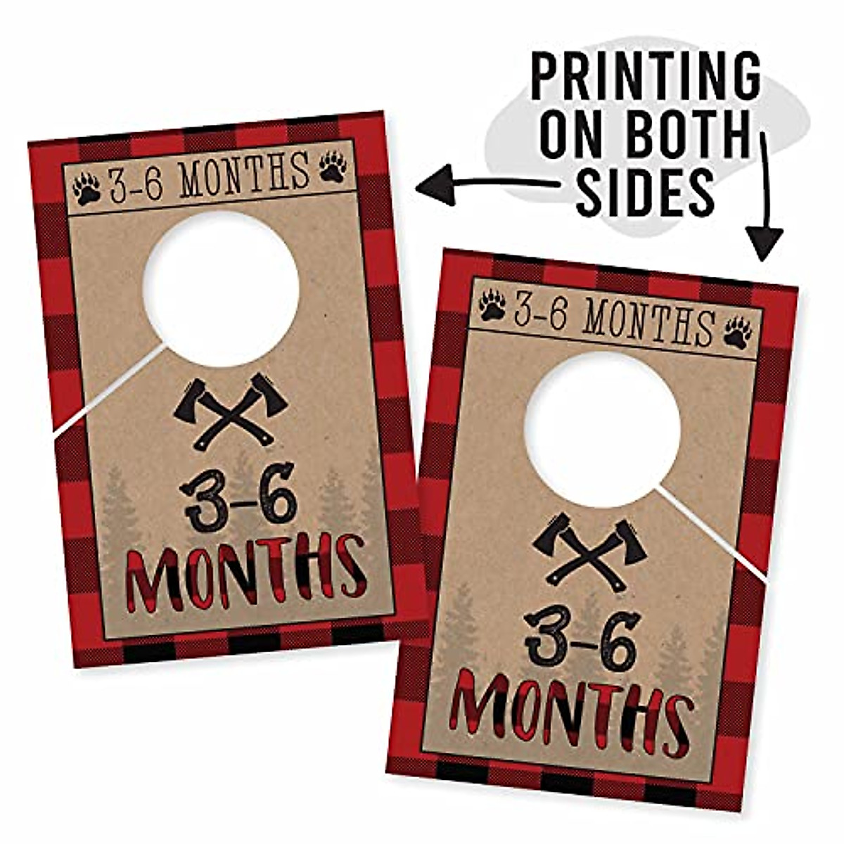 7 Lumberjack Baby Nursery Closet Organizer Dividers For Boy Clothing, Age Size Hanger Organization For Kid Toddler Infant Newborn Clothes Must Have, Shower Registry Gift Supplies, Woodland 0-24 Months