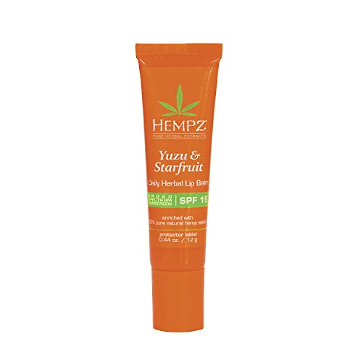 Hempz Yuzu & Starfruit Daily Herbal Lip Balm with SPF 15, .44 oz. -Scented Lip Moisturizer with Sunscreen-Broad Spectrum SPF 15, Protection against UVA/UVB rays - 100% Natural Hemp Seed Oil, Pack of 1