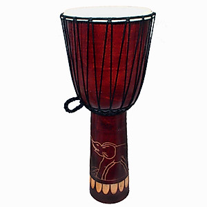 Djembe Drum Carved Bongo African inspired music also a unique gifting idea. Carver Abstract Elephant Giraffe Turtle. (24 Inch, Abstract)