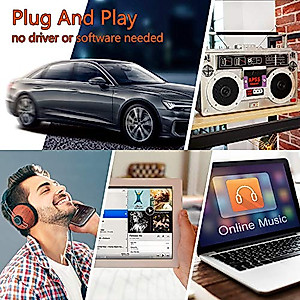 Arsvita Car Audio Bluetooth Cassette Adapter, Tape Player Bluetooth 5.0 Cassette Aux Adapter, White