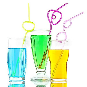 Tomnk 60pcs Crazy Straws Silly Colorful Drinking Straws Fun Varied Twists Straws for Kids, Birthday Party