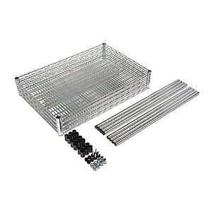 Alera SW503624SR Wire Shelving Starter Kit, 4 Shelves, 36w x 24d x 72h, Silver